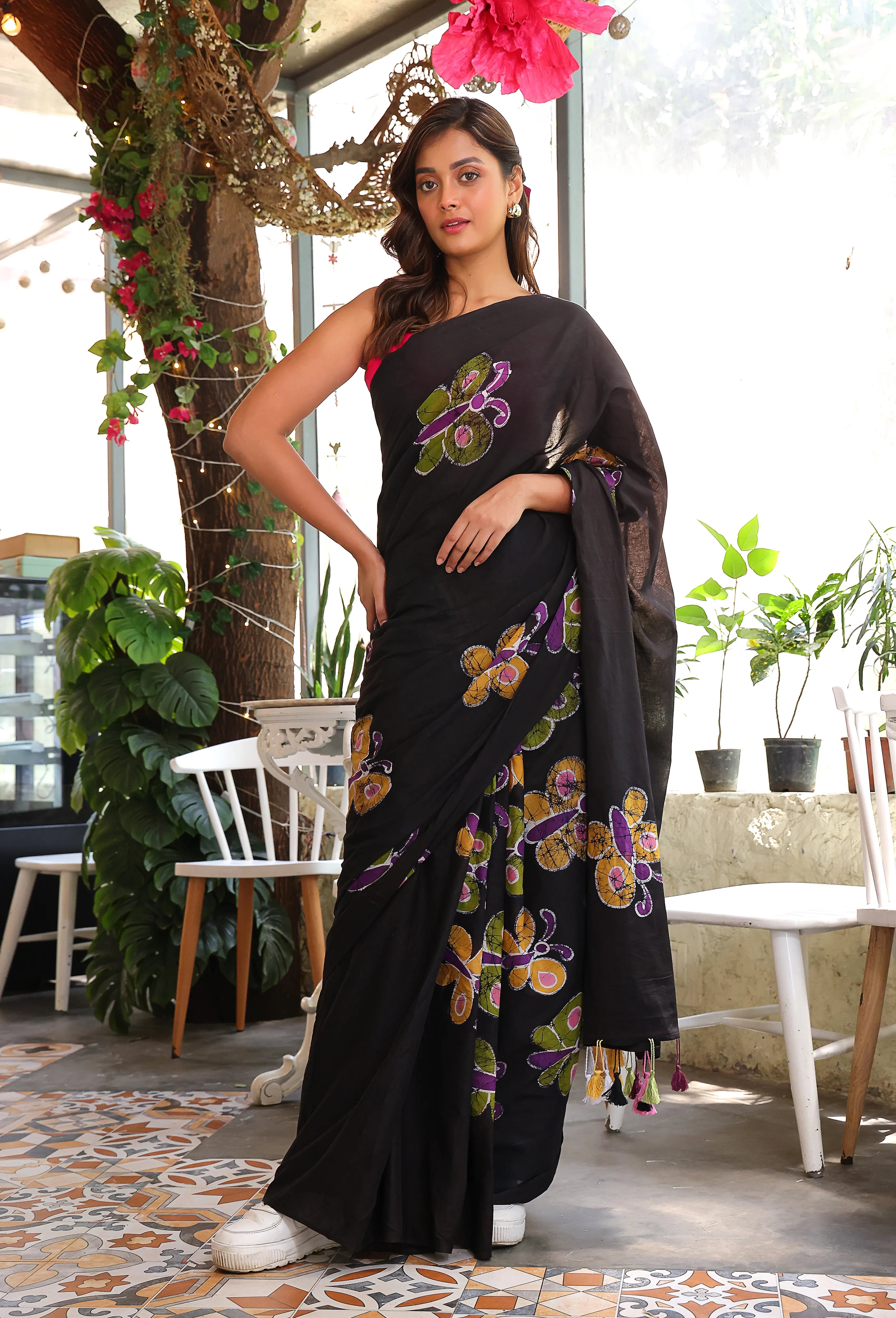 Butterfly Flight - Mul Cotton Hand Painted Batik Saree – Soorih ...